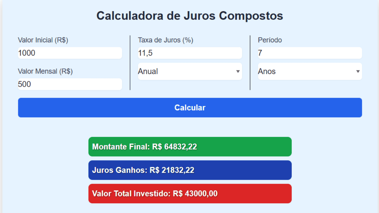 Calculadora de Juros Compostos - Online Calculadora